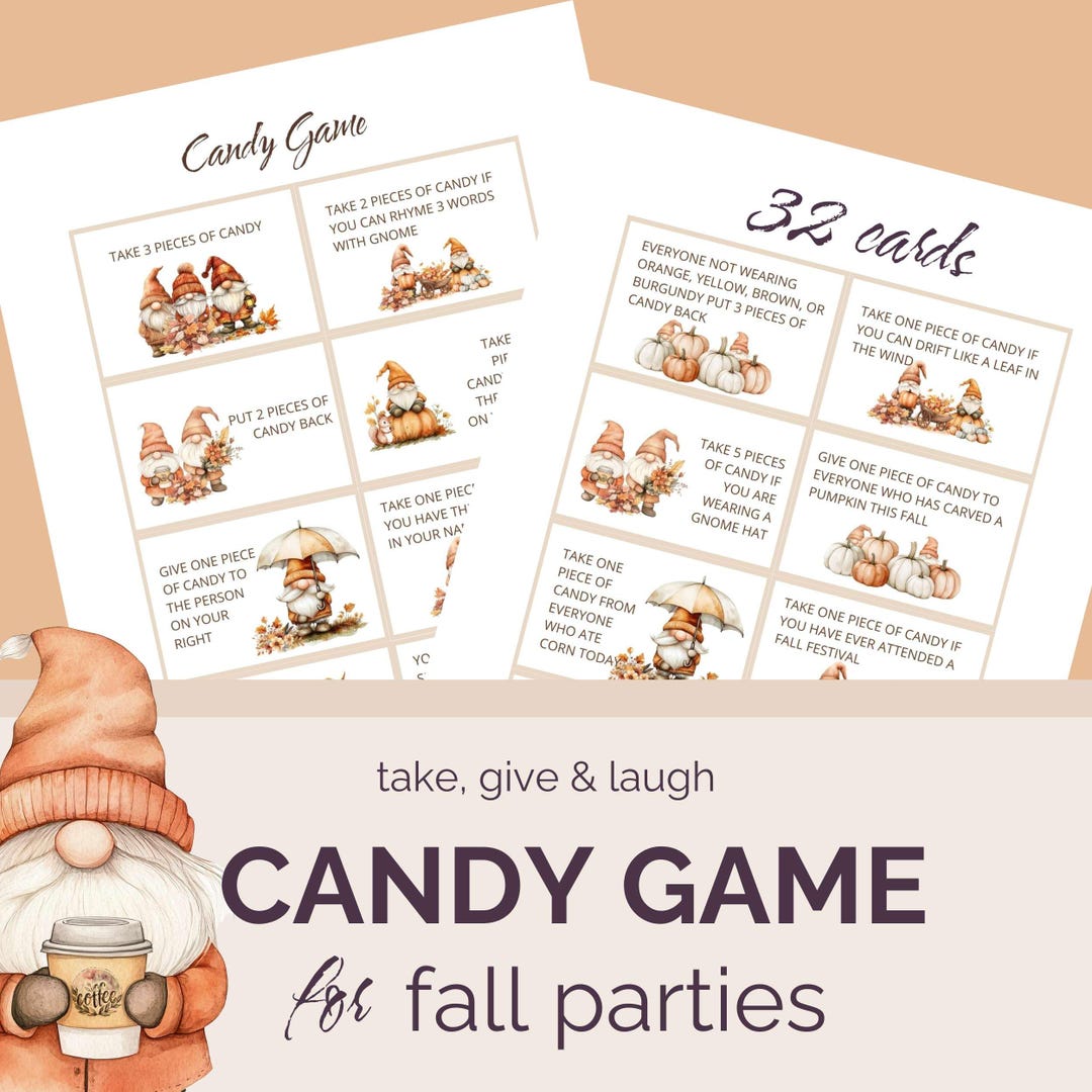Candy Game | 32 Printable Cards | Fall Party Game | Thanksgiving Game ...