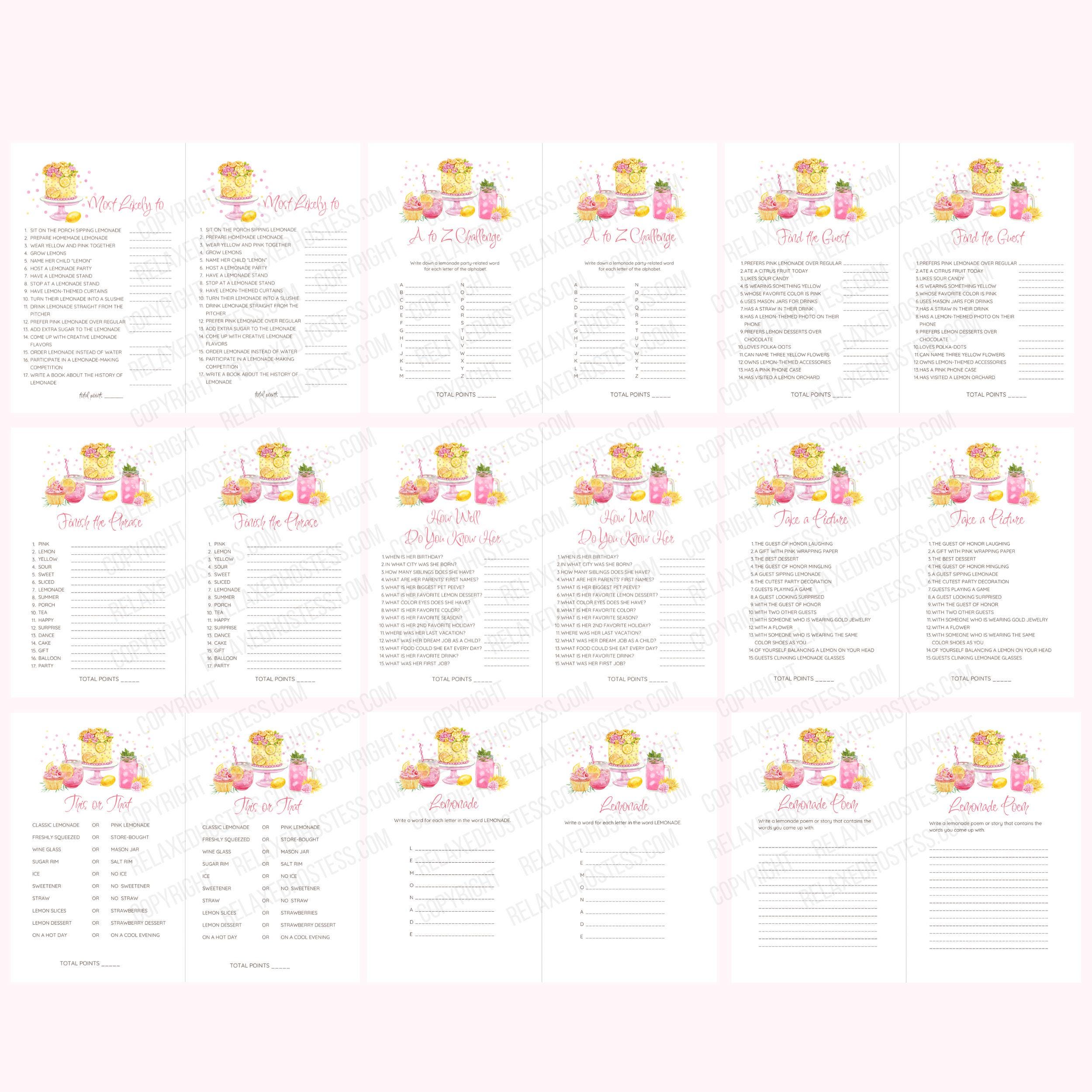 Lemonade Party Games | Lemon Party Games | Summer Party Games ...