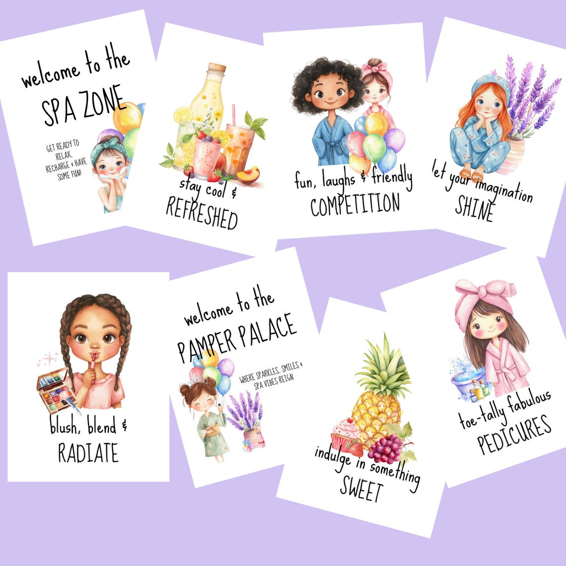 Spa Party Signs | Spa Party Decorations for Kids | Slumber Party ...