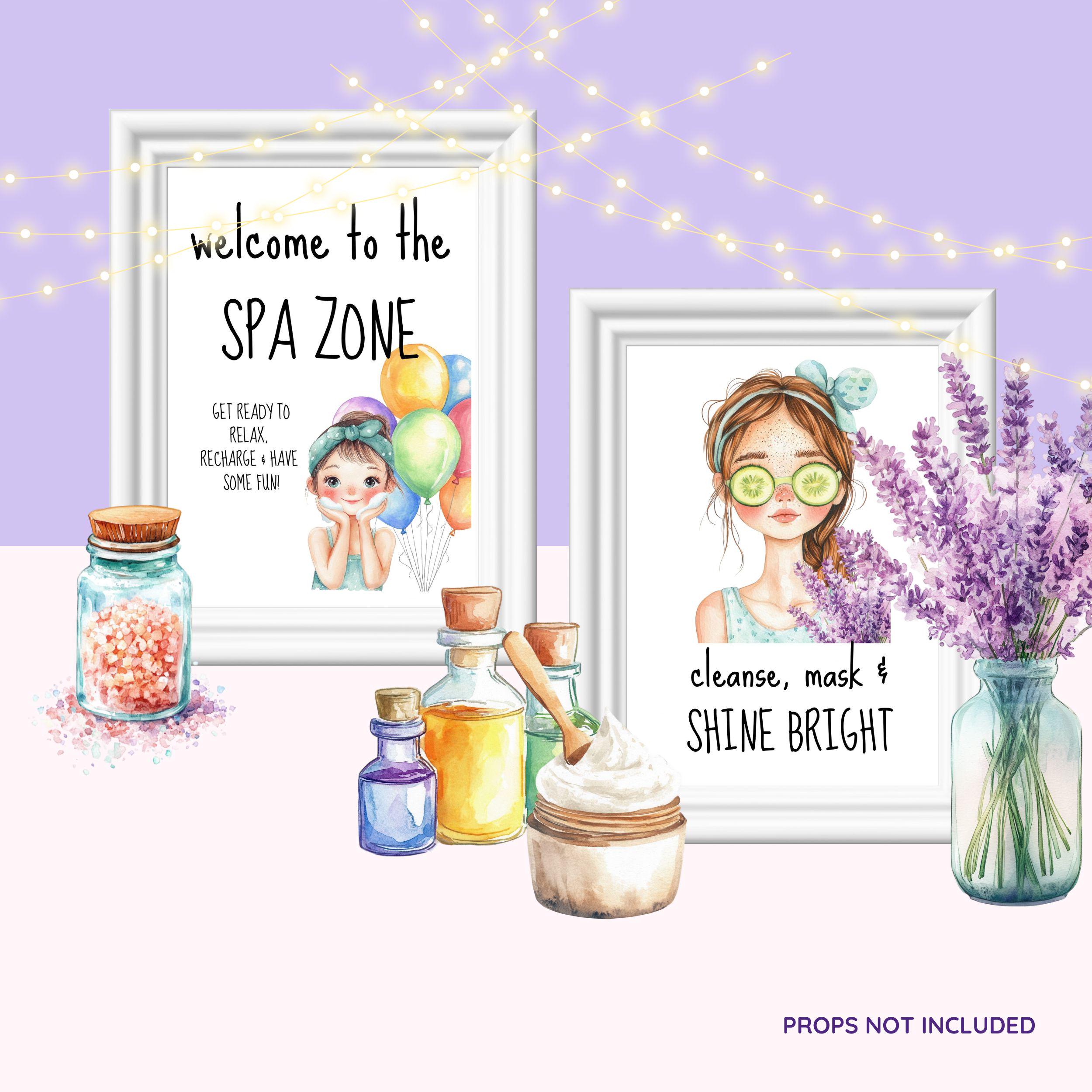 Spa Party Signs | Spa Party Decorations for Kids | Slumber Party ...