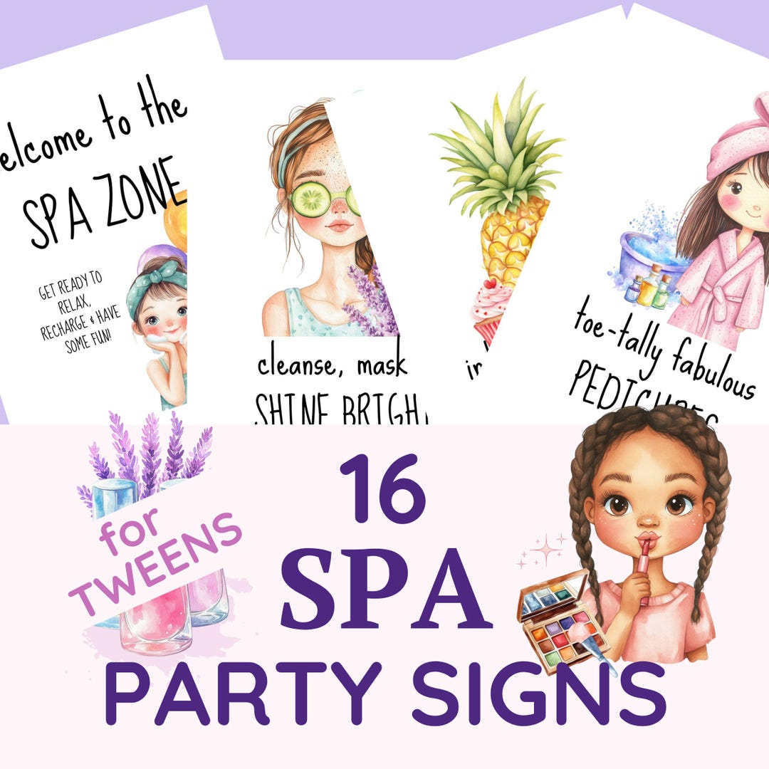 Spa Party Signs | Spa Party Decorations for Kids | Slumber Party ...