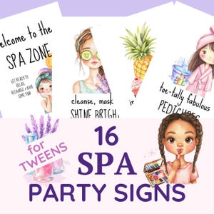 Spa Party Signs | Spa Party Decorations for Kids | Slumber Party ...