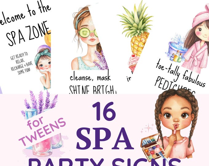 Spa Party Signs | Spa Party Decorations for Kids | Slumber Party ...