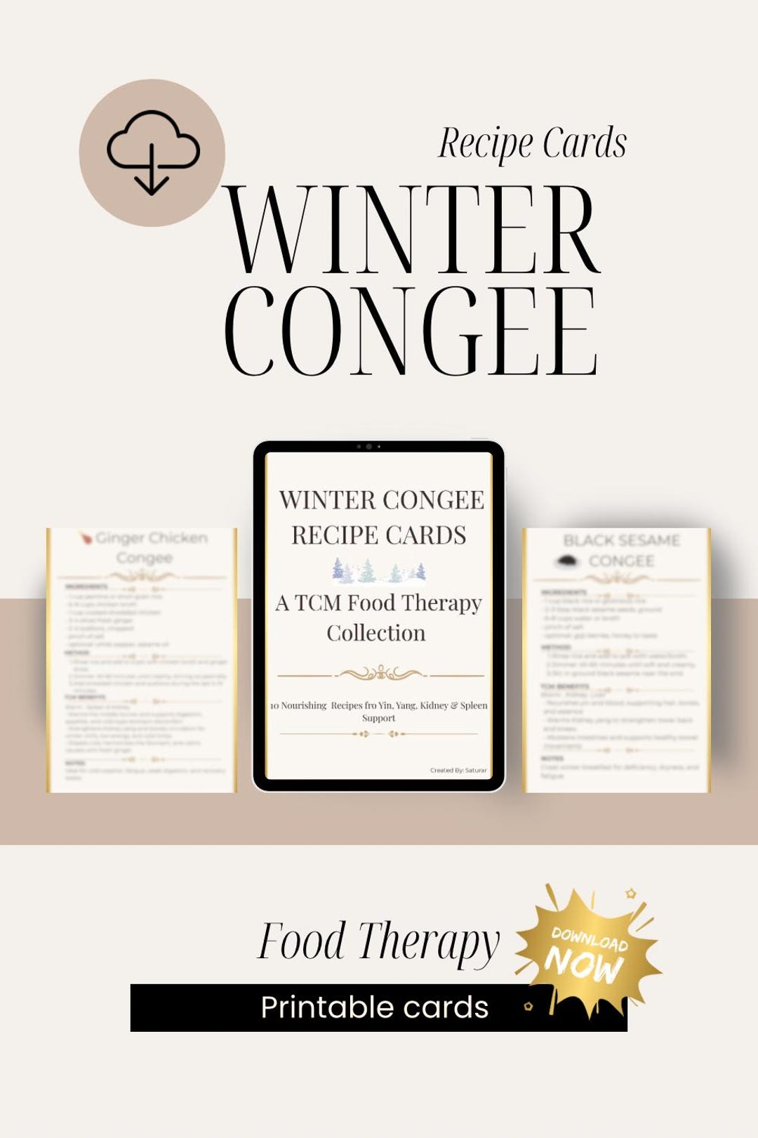Winter Congee Recipe Cards | TCM Food Therapy Printables | Kidney ...