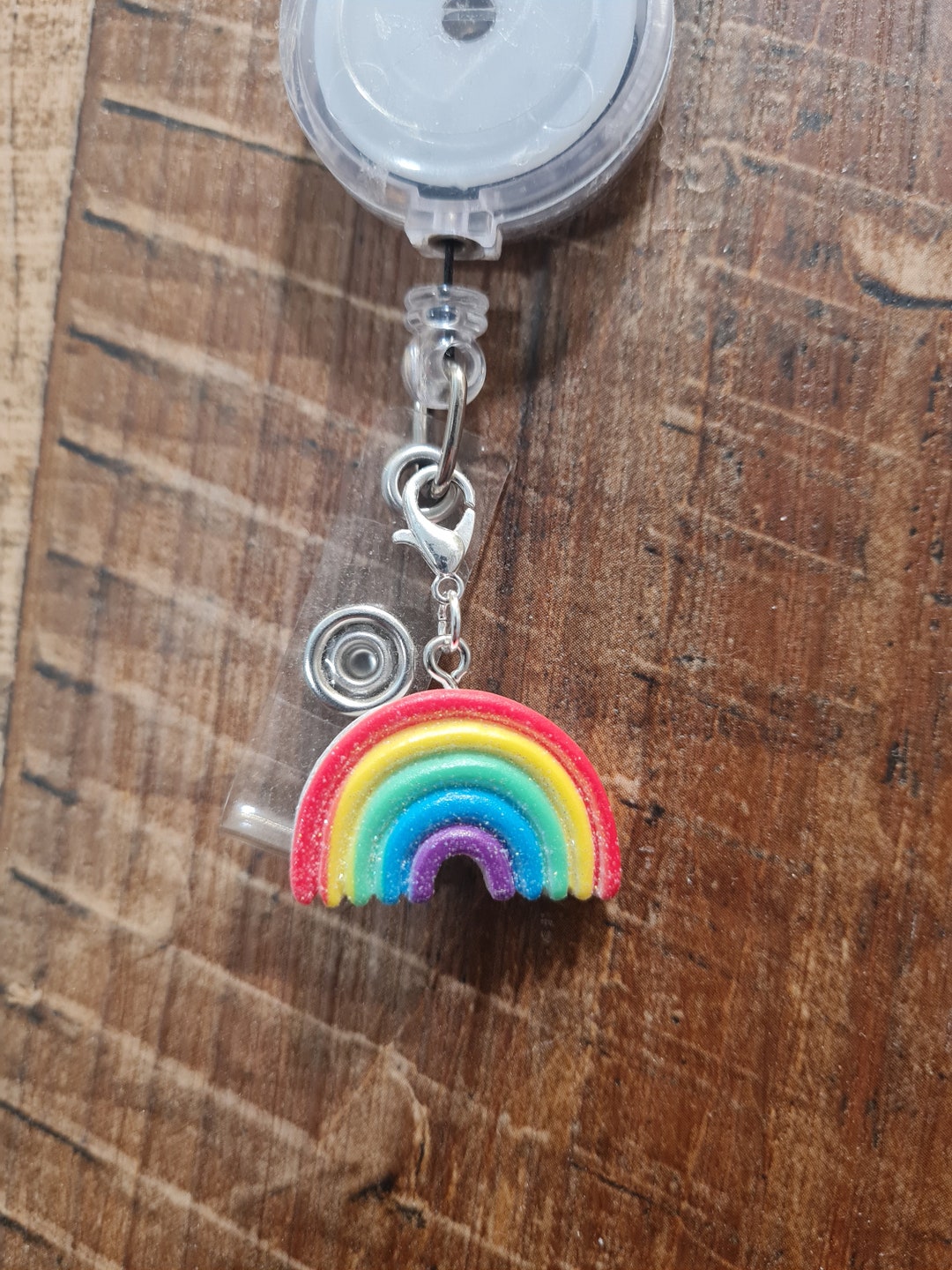 Rainbow ~ ID Badge Reel Charm ~ Custom Made Charms ~ Badge Buddy ...