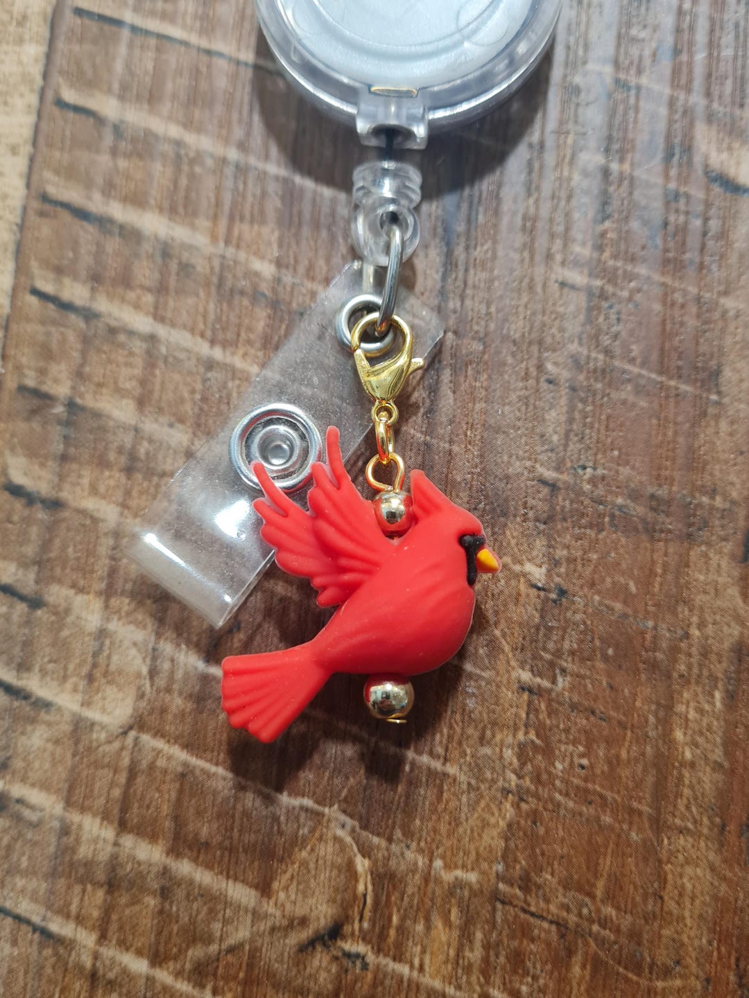 Cardinal ~ ID Badge Reel Charm ~ Custom Made Charms ~ Work Badge Charm ...