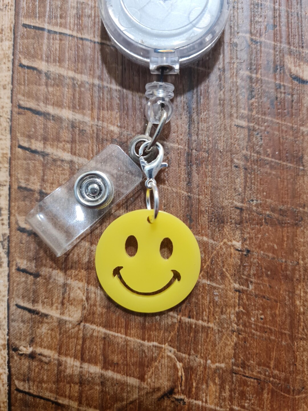 Smiley Face ~ ID Badge Reel Charm ~ Custom Made Charms ~ Badge Buddy ...
