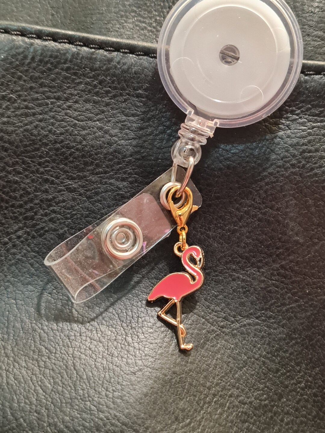 Flamingo ~ ID Badge Reel Charm ~ Custom Made Charms ~ Badge Buddy ...