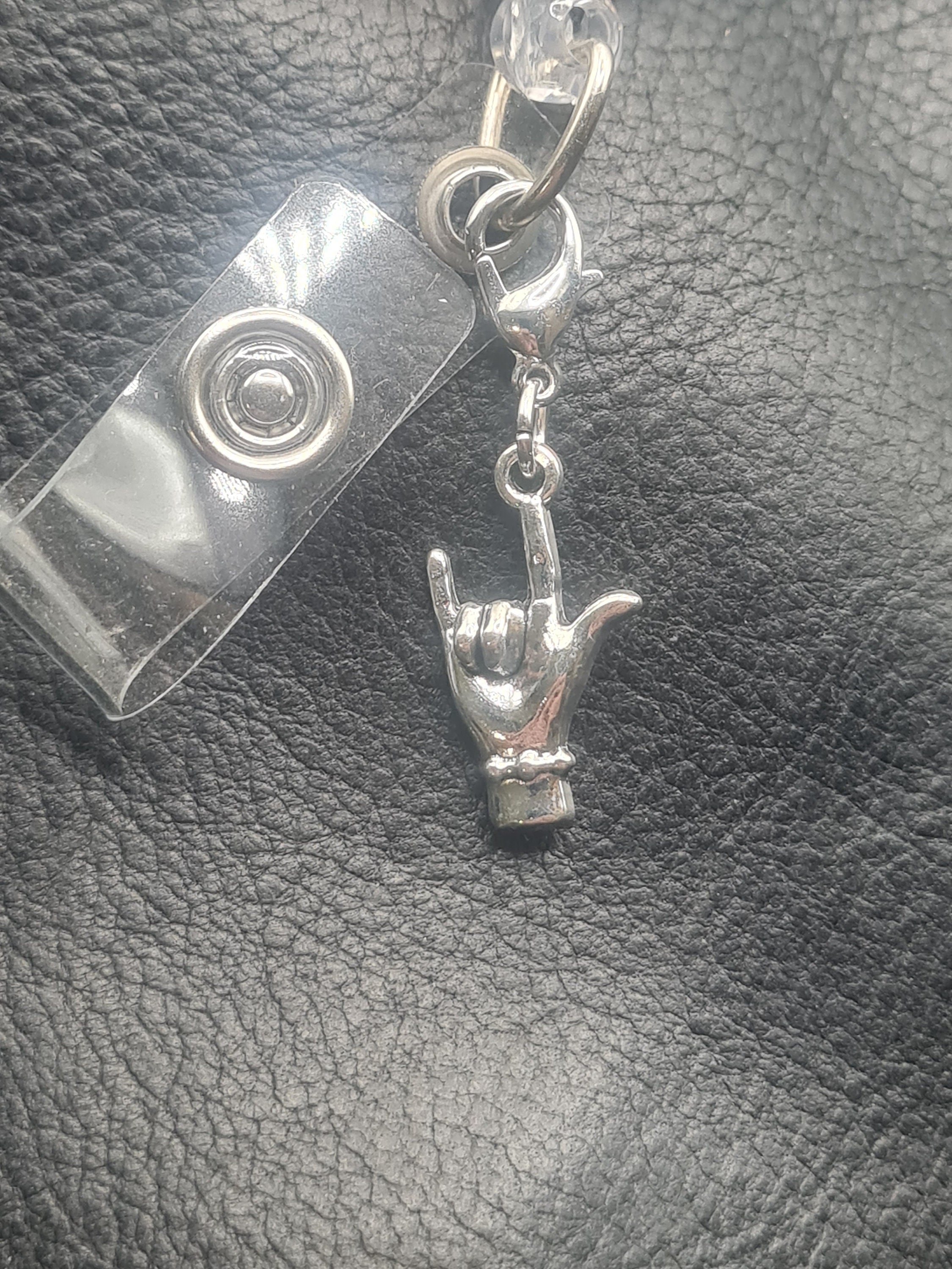 American Sign Language I Love You ID Badge Reel Charm Custom Made ...