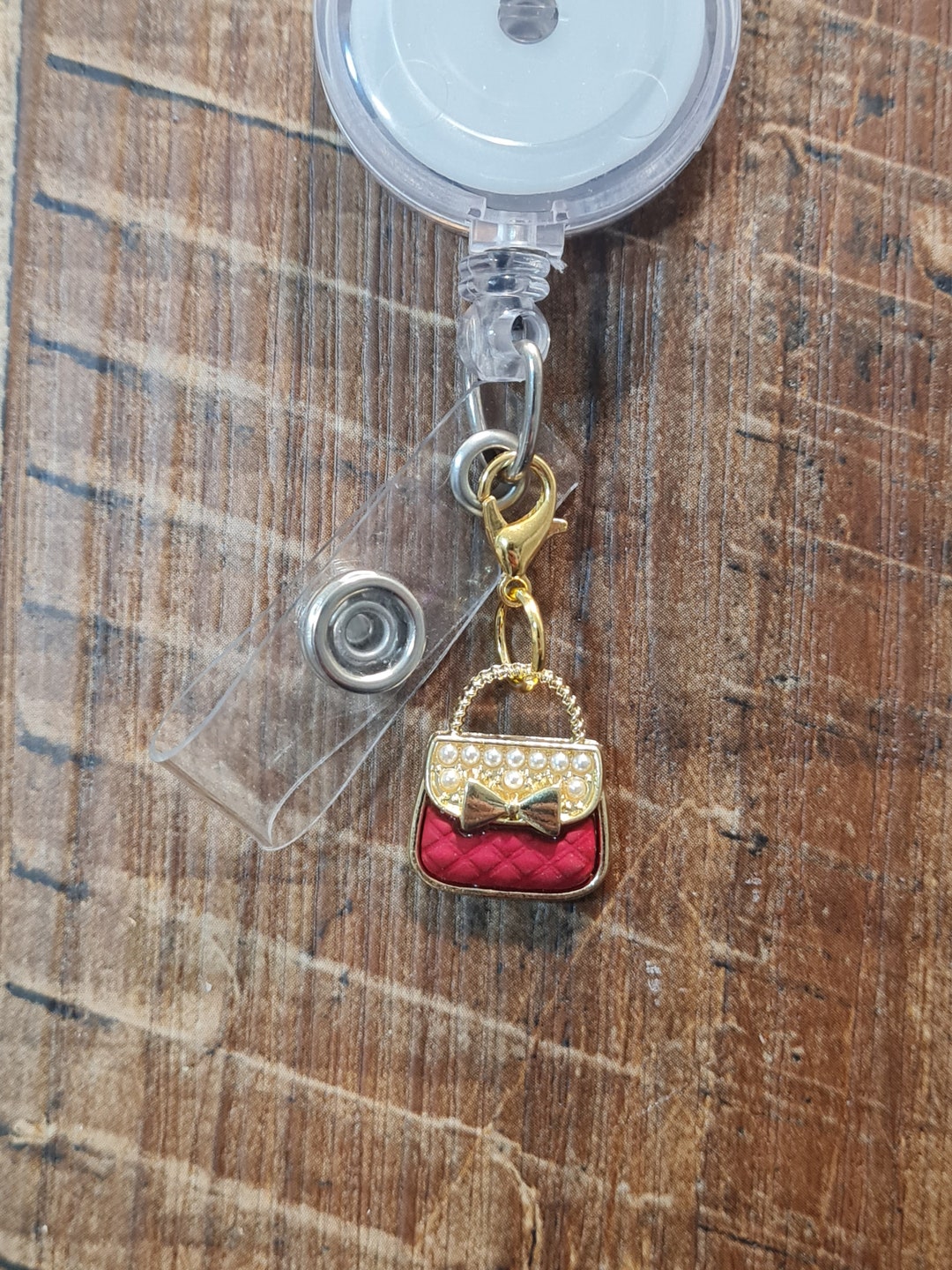 Purse ~ ID Badge Reel Charm ~ Custom Made Charms ~ Badge Buddy ~ Badge ...