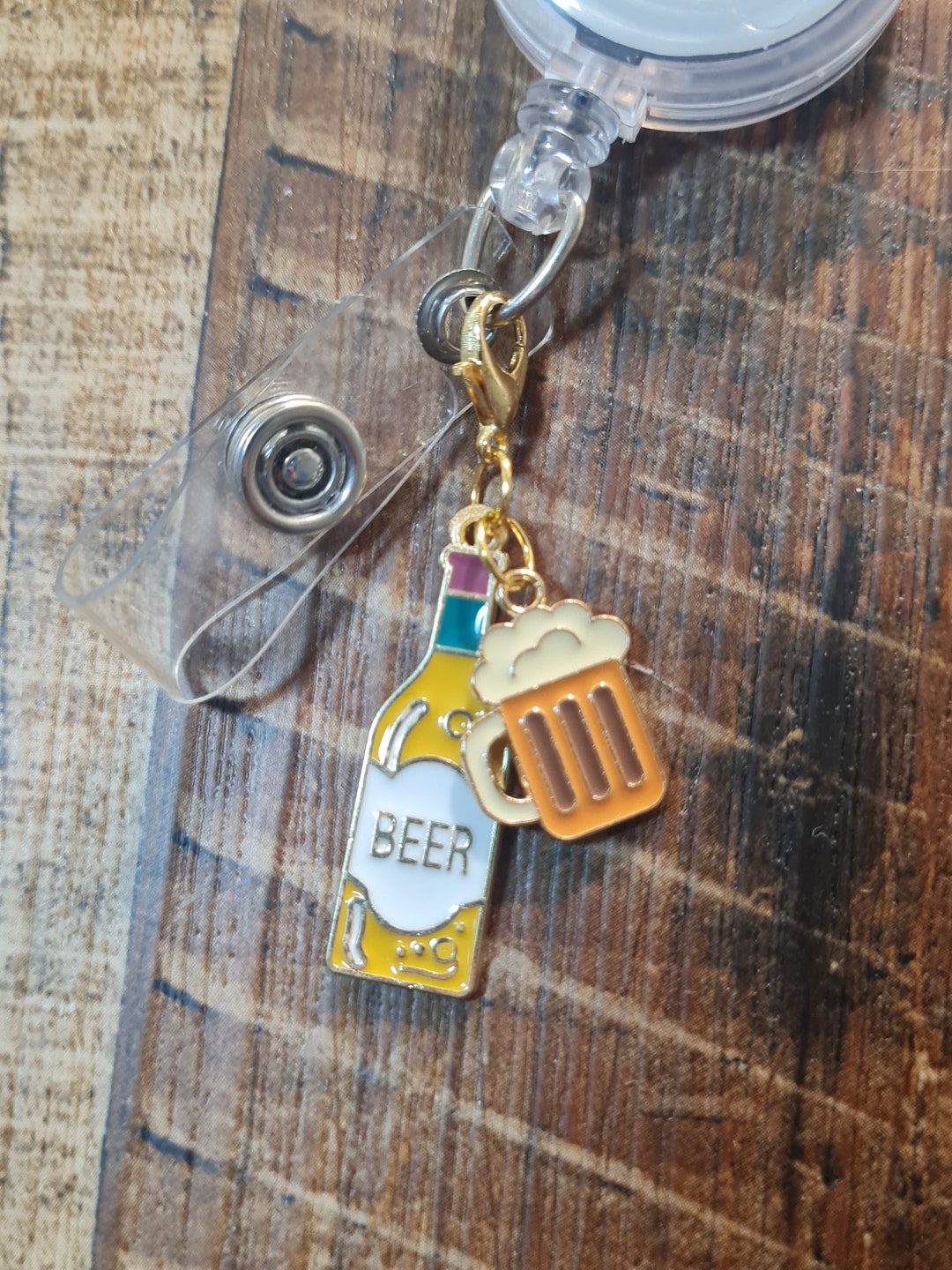 Beer Mug ID Badge Reel Charm Custom Made Charms Badge Buddy Badge ...