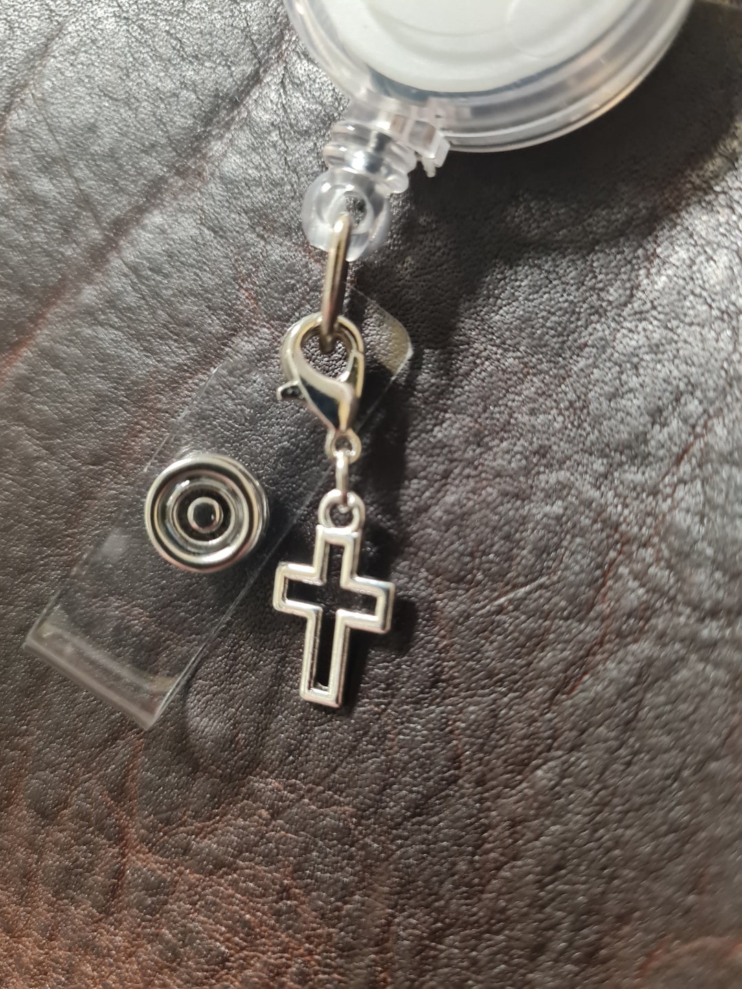 Cross ~ ID Badge Reel Charm ~ Custom Made Charm ~ Badge Buddy ~ Badge ...