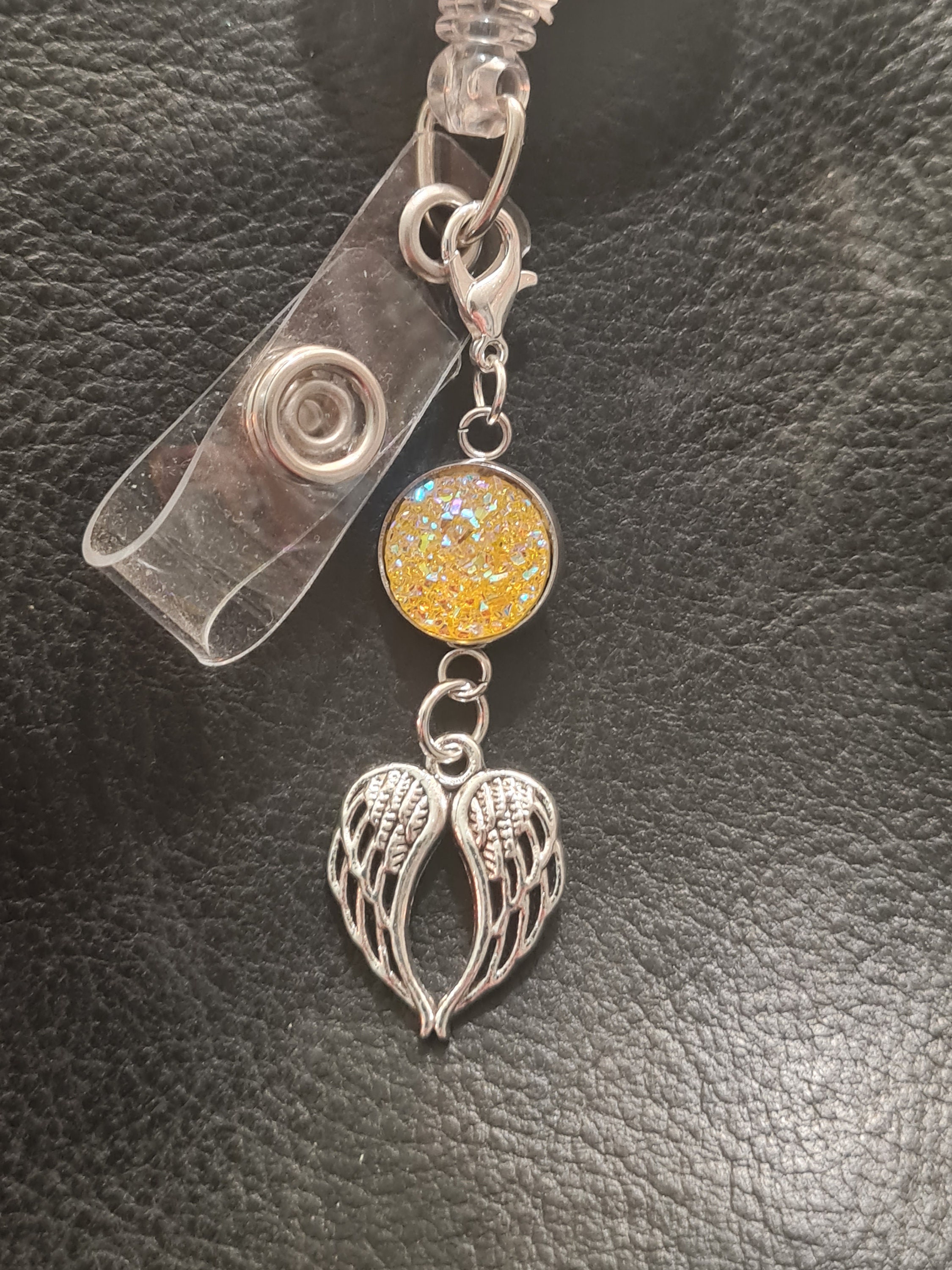 Angel Wings Sparkling Charm ID Badge Reel Charm Custom Made Charms ...