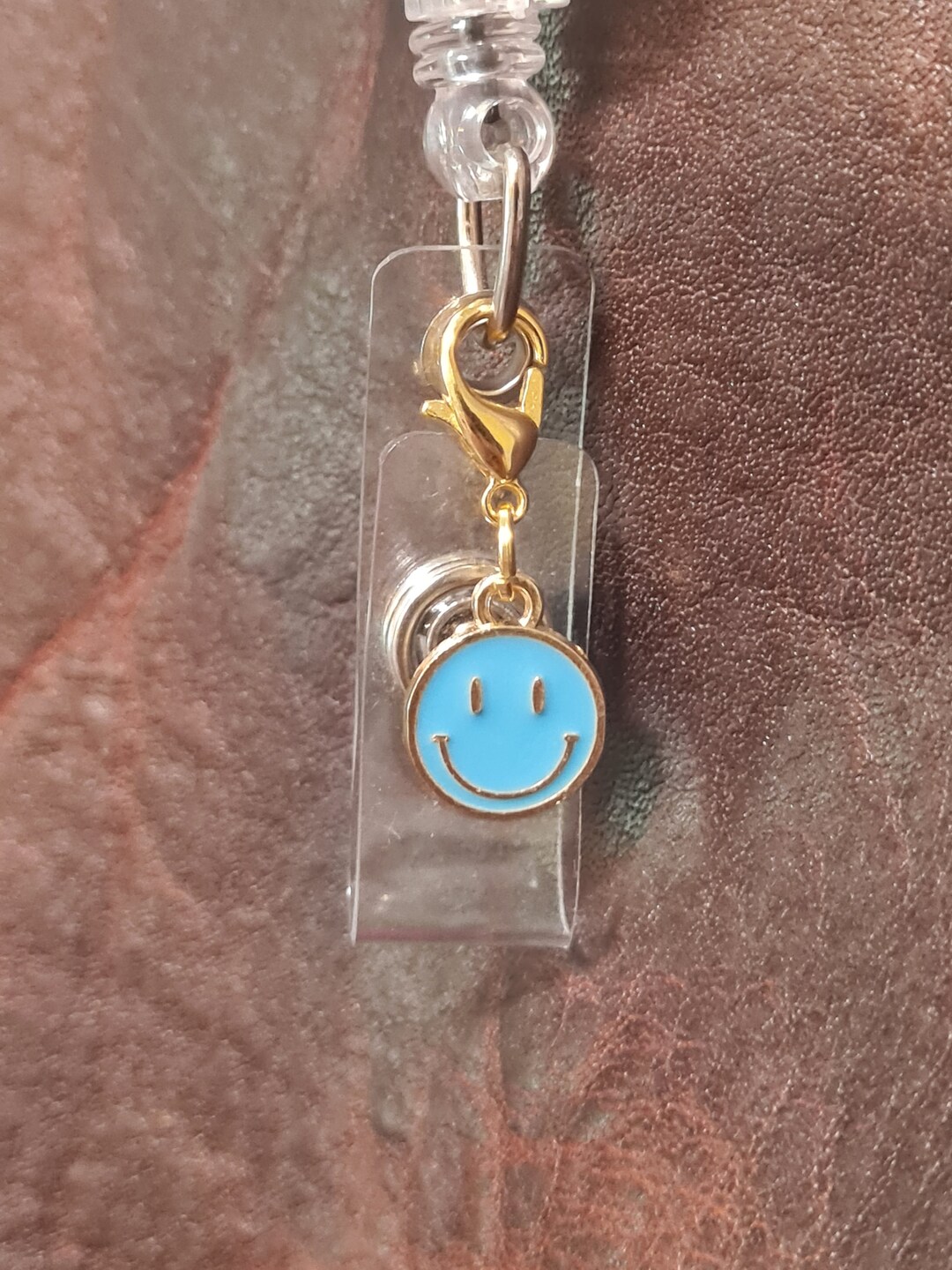 Smiley Face ~ ID Badge Reel Charm ~ Custom Made ~ 3 Colors ~ Badge ...