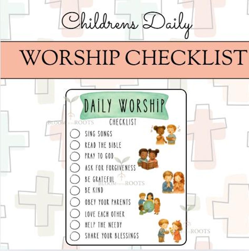 Daily Worship Checklist for Kids – Printable Christian Morning Routine ...
