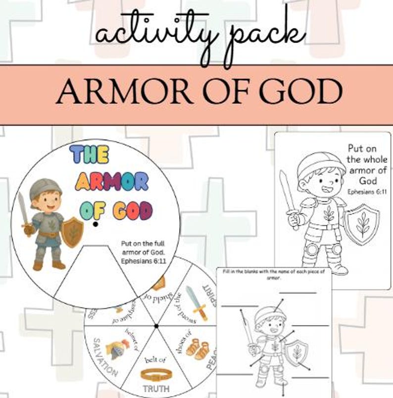 Armor of God Printable Activity Pack for Kids | Coloring Page ...