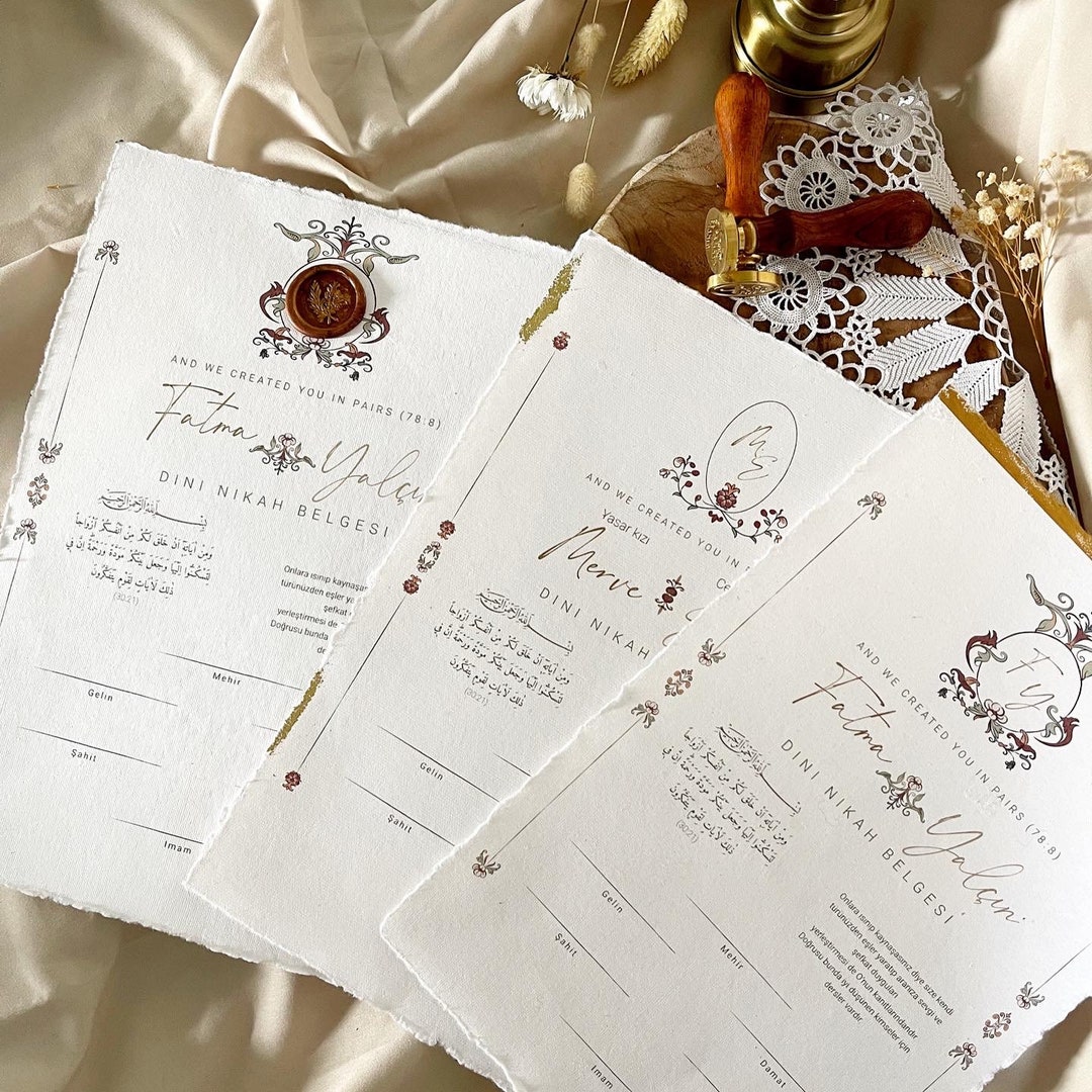 Dini Nikah Belgesi Islamic Marriage Certificate ottoman - Etsy