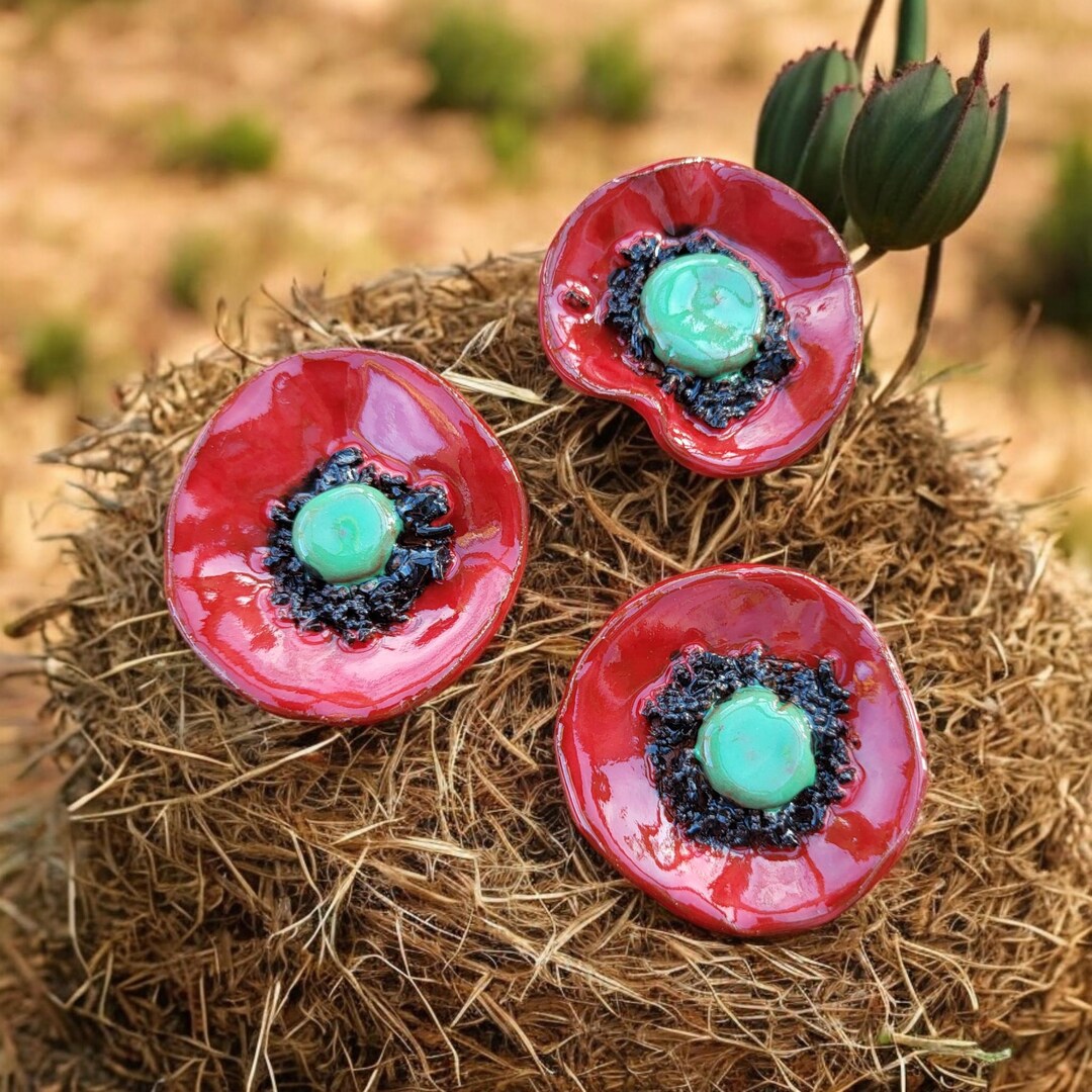 Poppy Flowers Made of Clay - Etsy