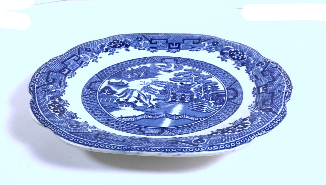 Antique 1900-1908 Wedgwood Co England Blue Willow Handled Plate, Blue ...