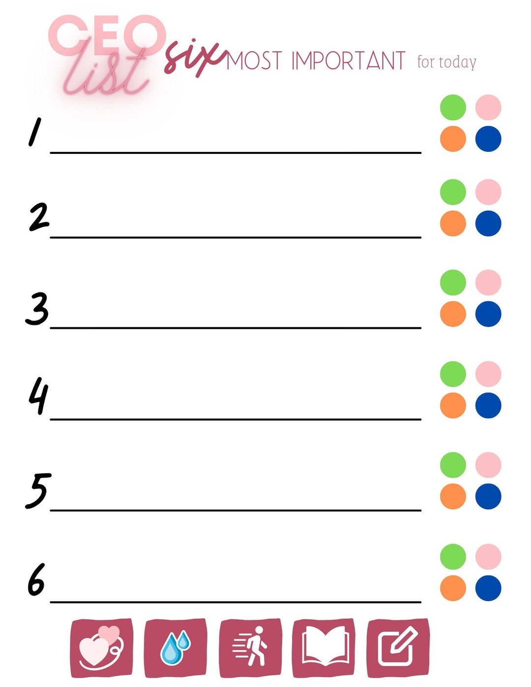 6 Most Important Daily List With Customized Habit Tracker - Etsy