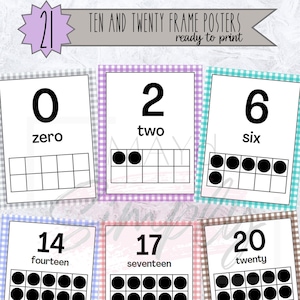 Number Posters and Flash Cards, Ten Frames, Twenty Frames, Educational ...