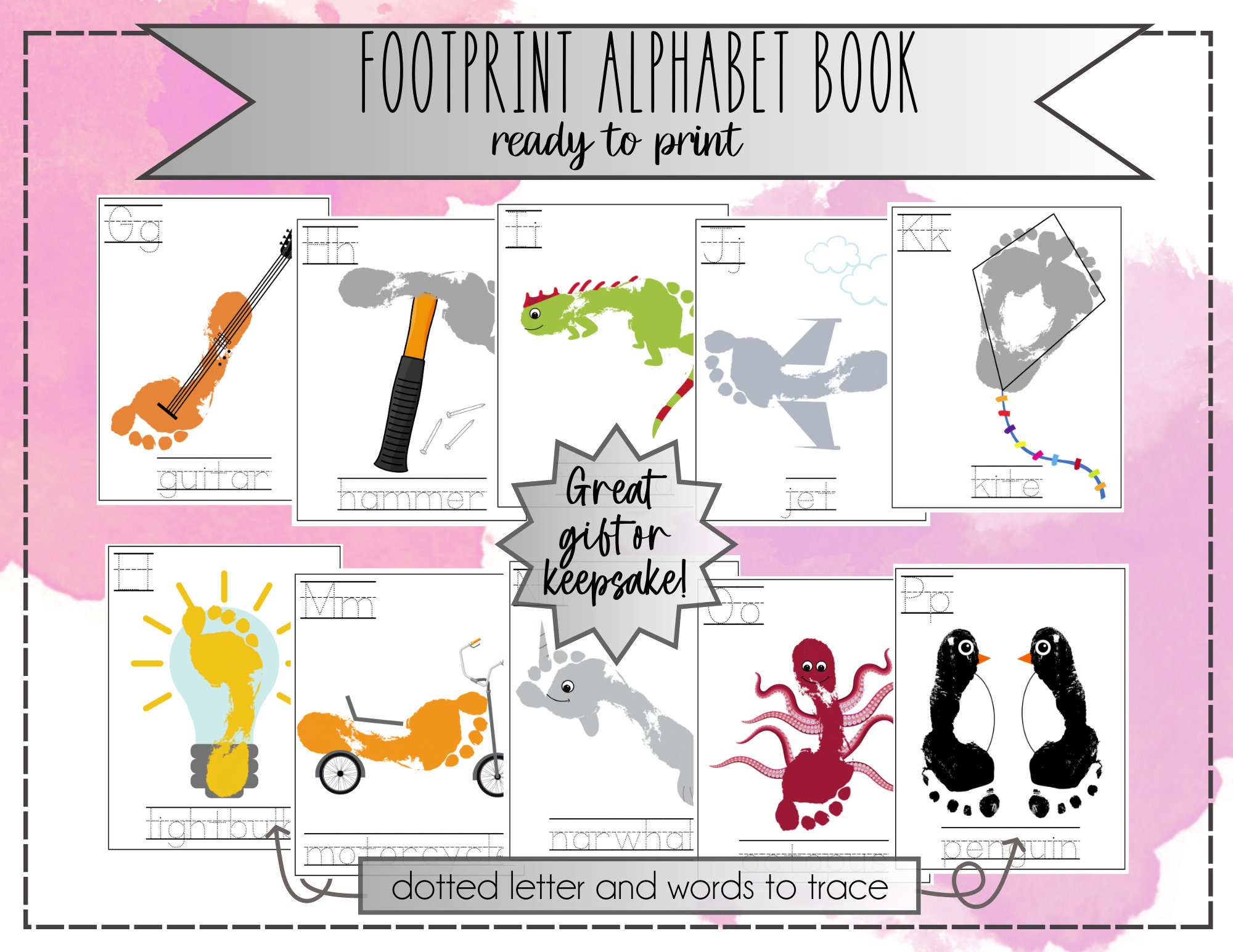 Alphabet Footprint Book - ABC, Keepsake, Memory Book - Etsy