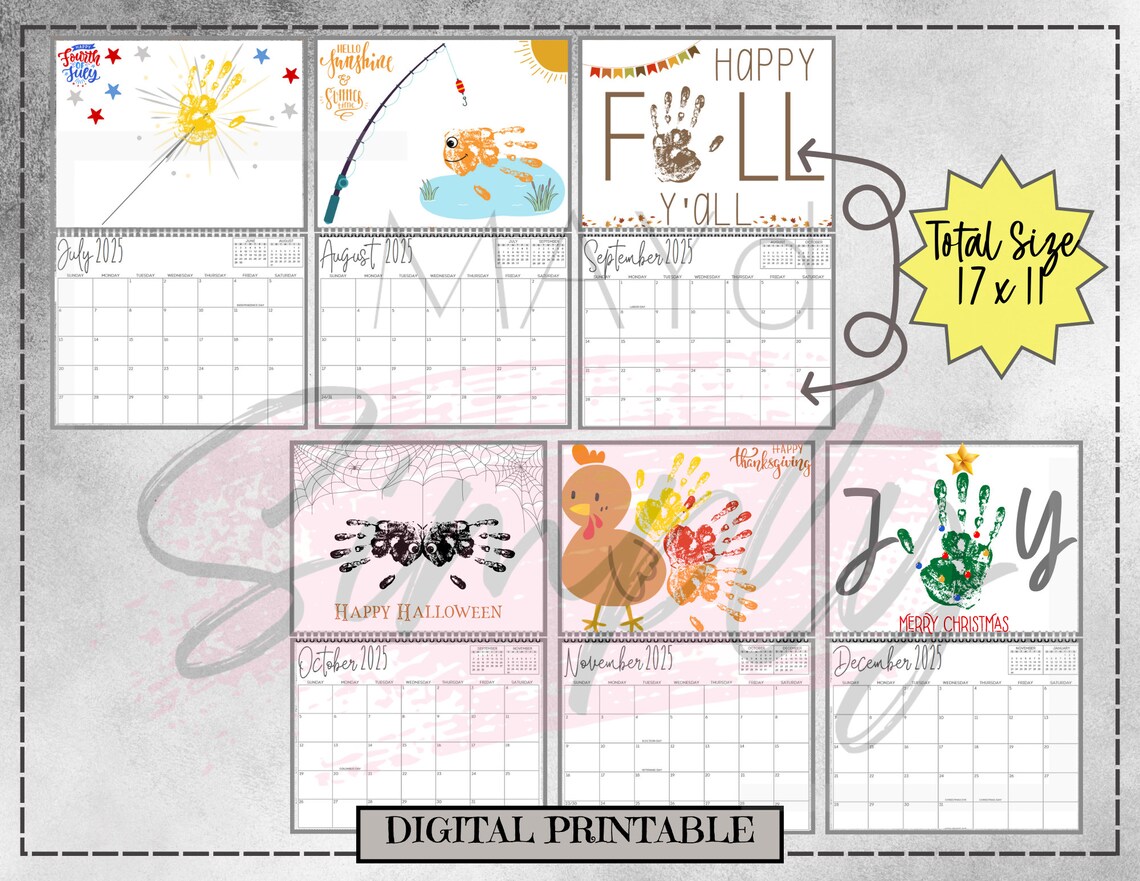 2025 Handprint Calendar - Memory Calendar - U.S. DATED - Keepsake ...