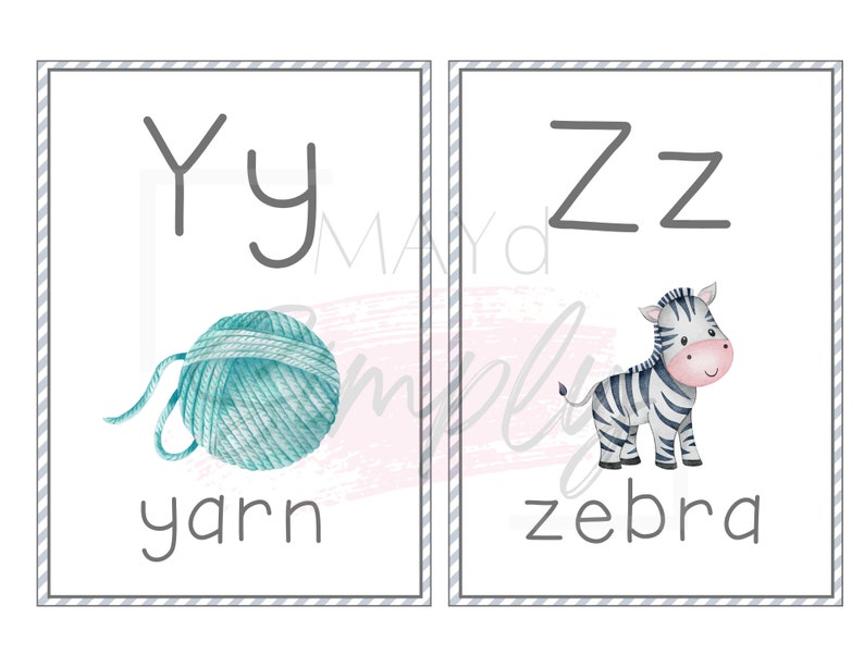 ABC Alphabet Posters and Flash Cards Educational ABC Set - Etsy