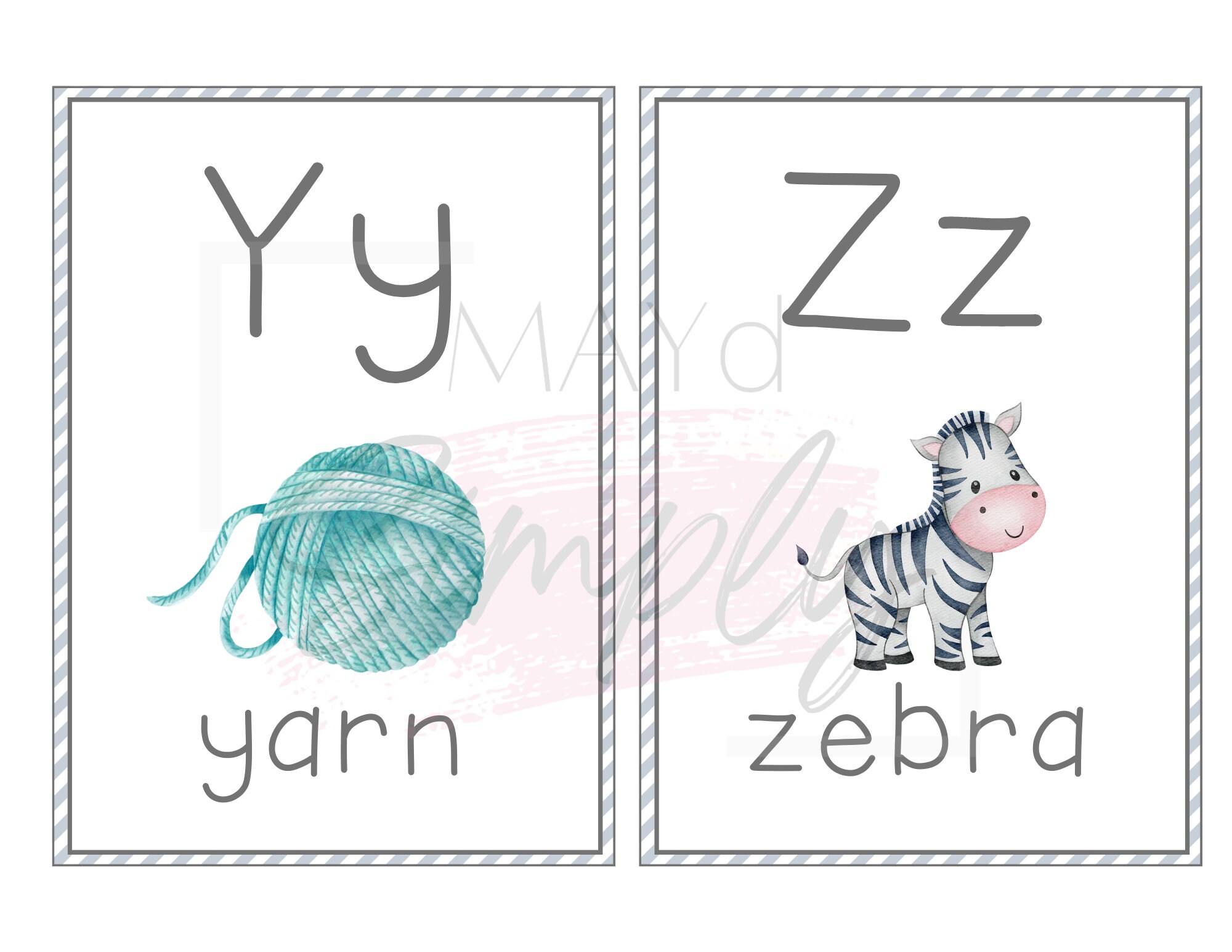 ABC Alphabet Posters and Flash Cards Educational ABC Set - Etsy