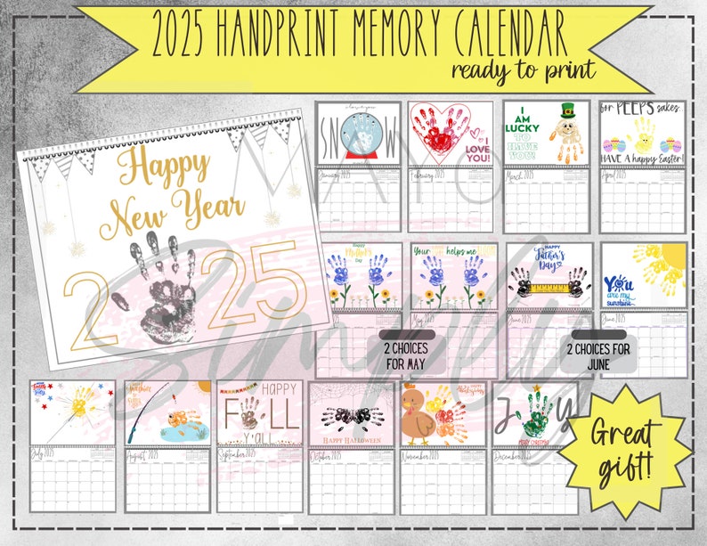 2025 Handprint Calendar - Memory Calendar - U.S. DATED - Keepsake ...