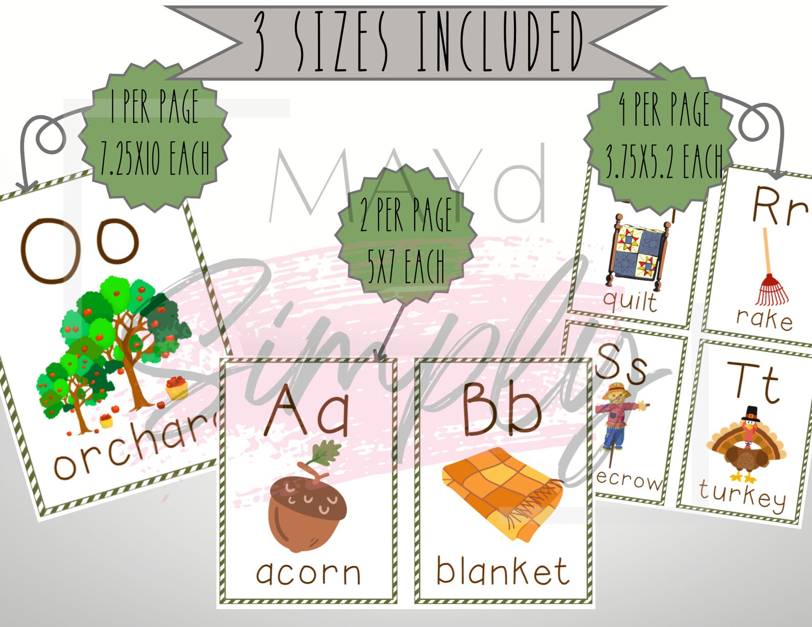 Fall ABC Alphabet Posters and Flash Cards, Educational ABC Set ...