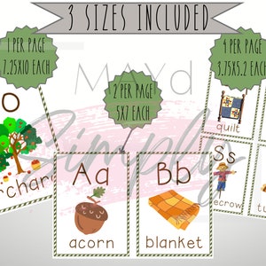 Fall ABC Alphabet Posters and Flash Cards, Educational ABC Set ...