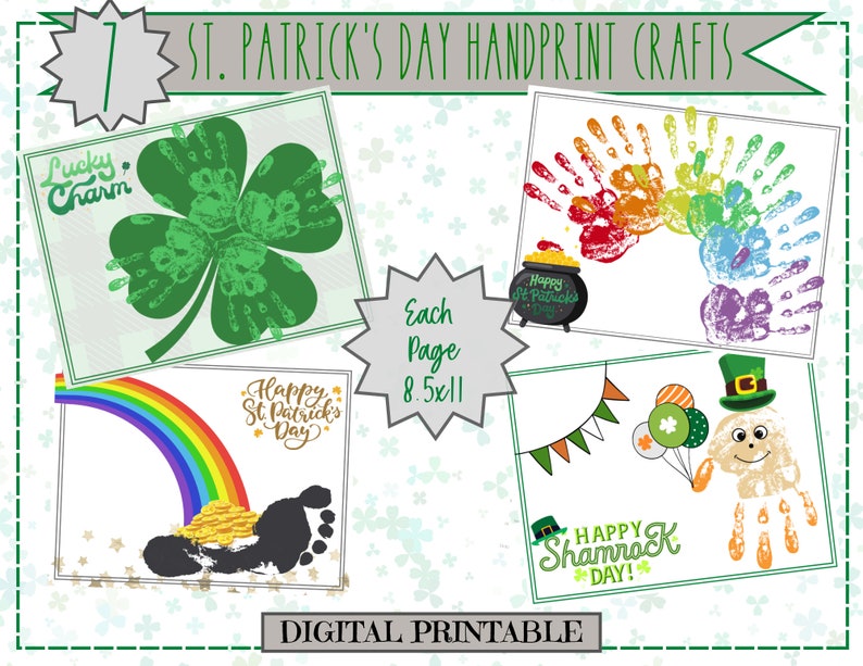 St. Patrick's Day Handprint and Footprint Art Craft BUNDLE - 7 Designs ...
