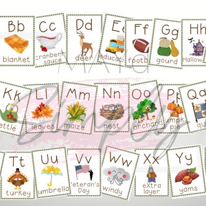 Fall ABC Alphabet Posters and Flash Cards, Educational ABC Set ...