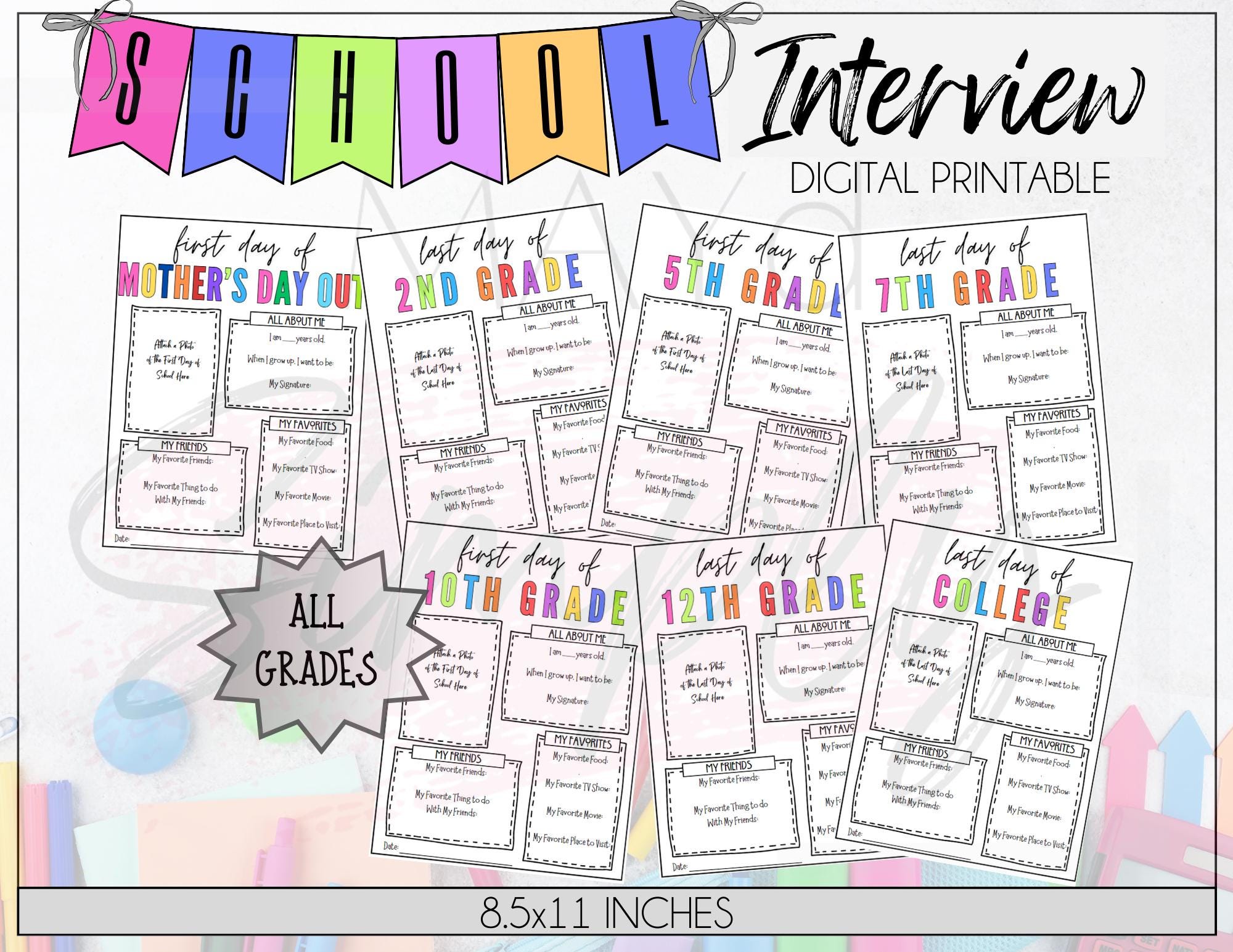 Yearly Back to School Interview - Digital - Printable - Beginning of ...