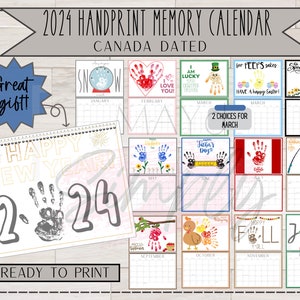 2024 Handprint Calendar Memory Calendar CANADA DATES Keepsake Dated ...
