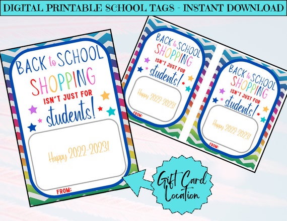 Back to School Gift Card Tag Back to School Shopping - Etsy