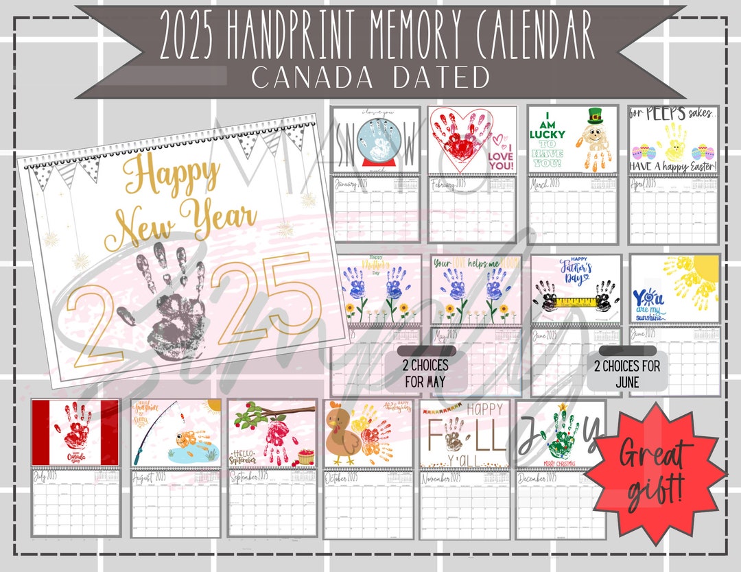 2025 Handprint Calendar - Memory Calendar - CANADA DATES - Keepsake ...