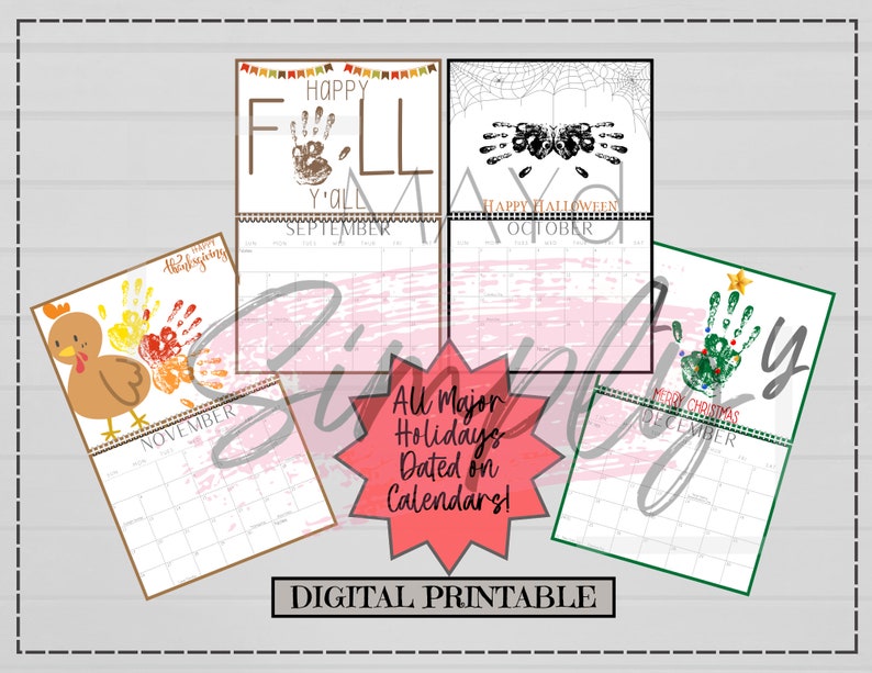 2023 Handprint Calendar Memory Calendar Keepsake Dated - Etsy