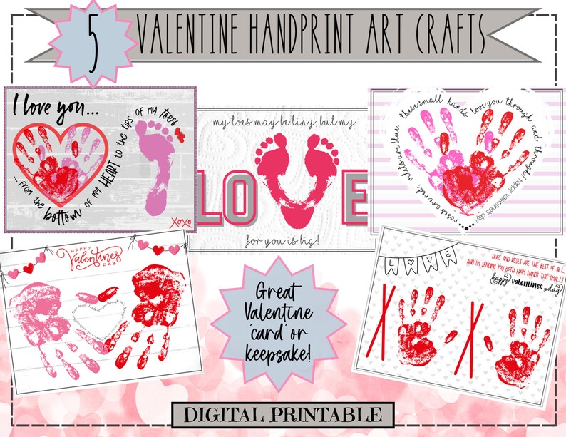 Valentine Handprint and Footprint Art and Craft - Five Designs ...