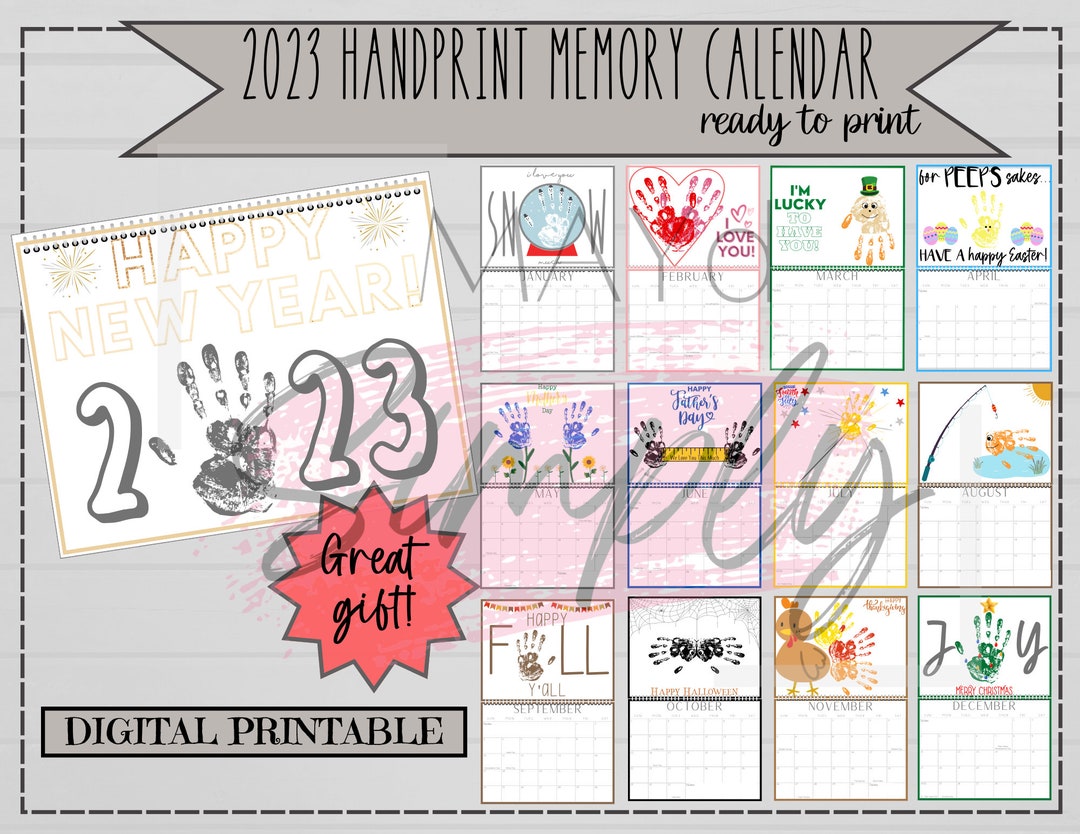 2023 Handprint Calendar Memory Calendar Keepsake Dated Calendar Great ...