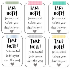 Take Note - Teacher Gift Tag - First Day of School Gift Tag - Etsy