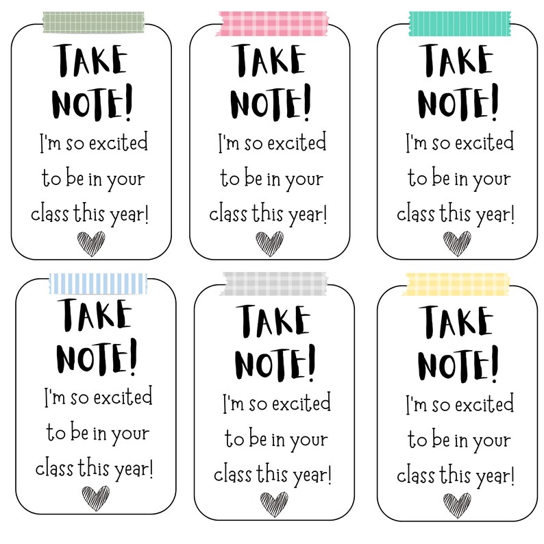 Take Note - Teacher Gift Tag - First Day of School Gift Tag - Etsy