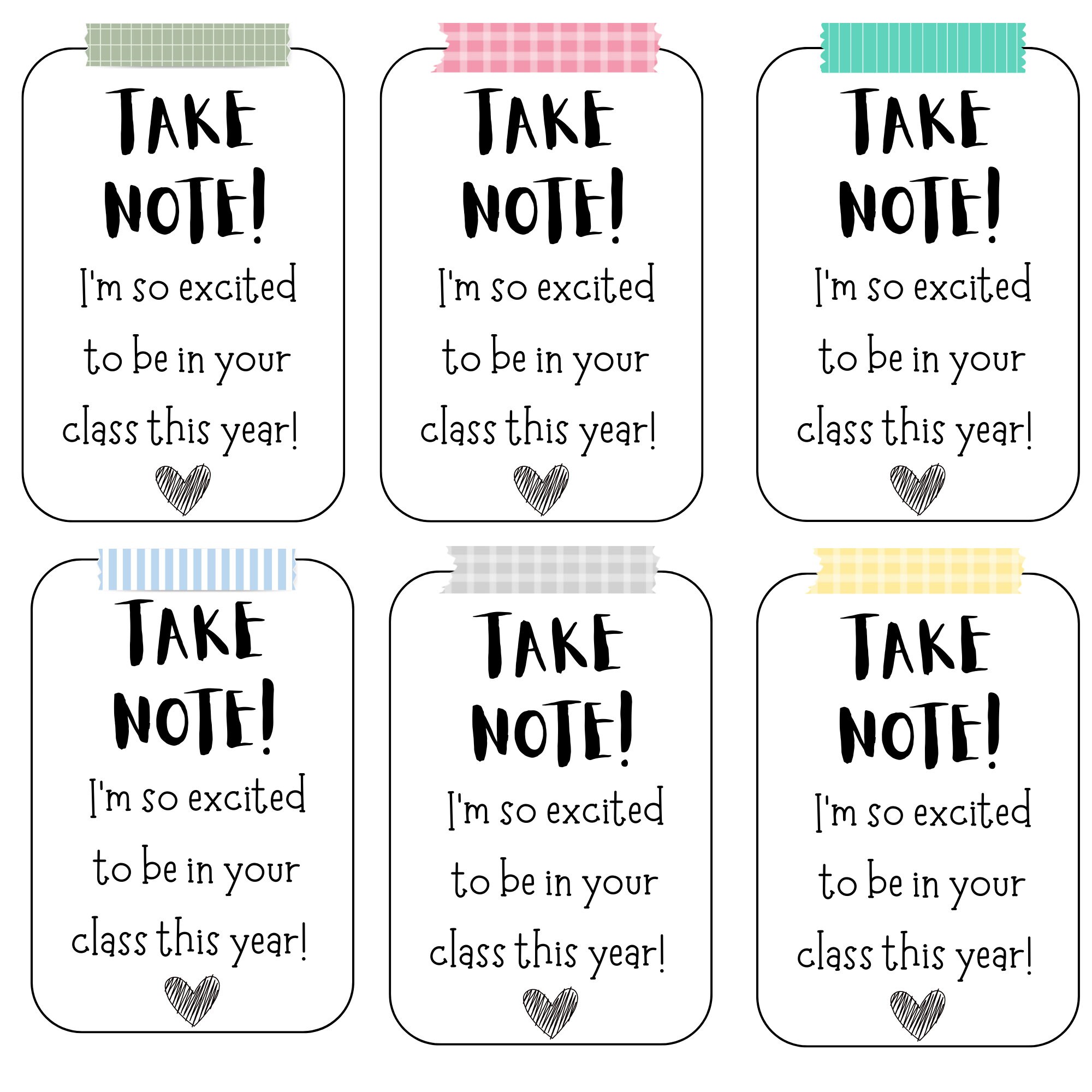 Take Note - Teacher Gift Tag - First Day of School Gift Tag - Etsy