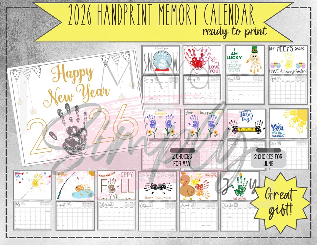 2026 Handprint Calendar - Memory Calendar - U.S. DATED - Keepsake ...