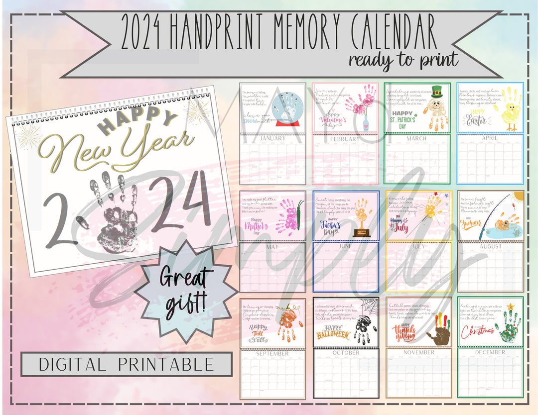 2024 Handprint Calendar Memory Calendar Keepsake Dated Etsy