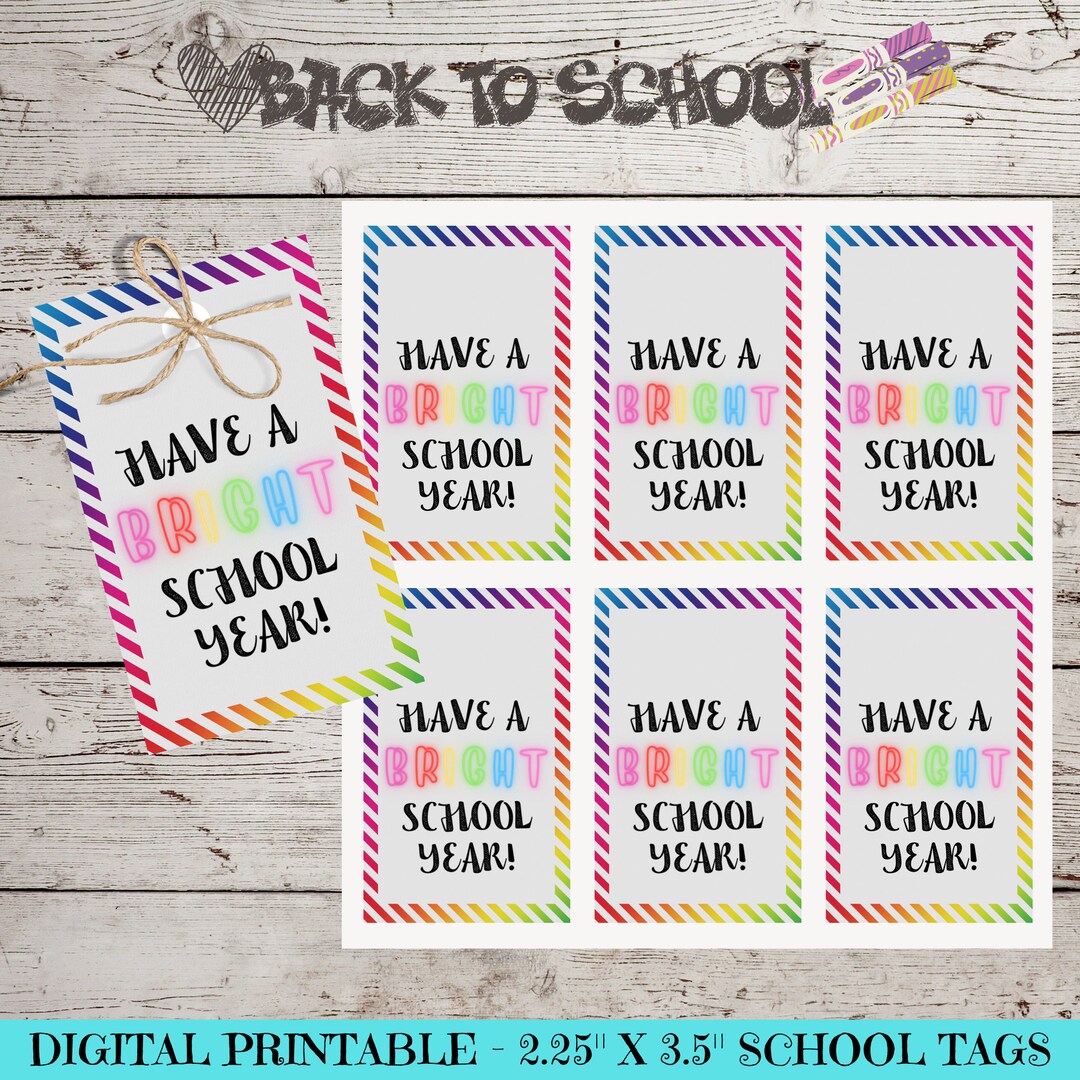 Custom Back to School Gift Tag - Have a Bright School Year Gift Tag ...