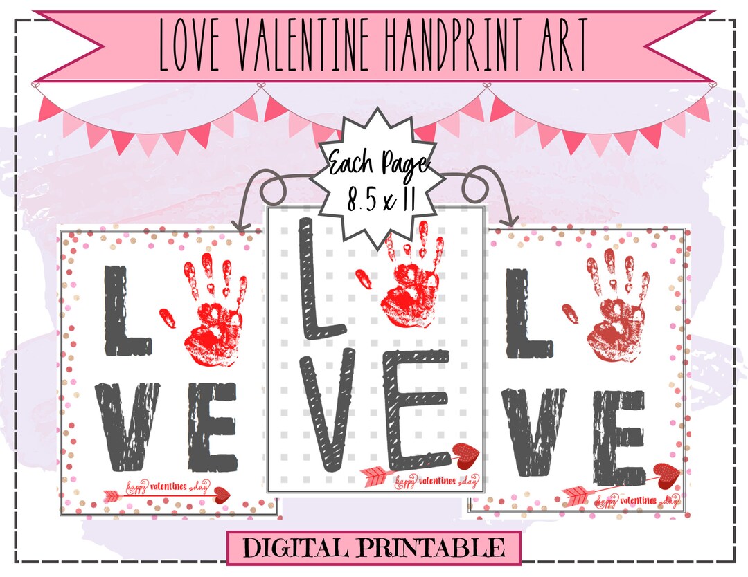 Valentine Handprint Art and Craft - LOVE, Three Designs - Keepsake ...