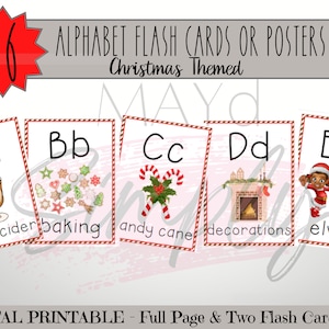 Christmas ABC Alphabet Posters and Flash Cards, Educational ABC Set ...