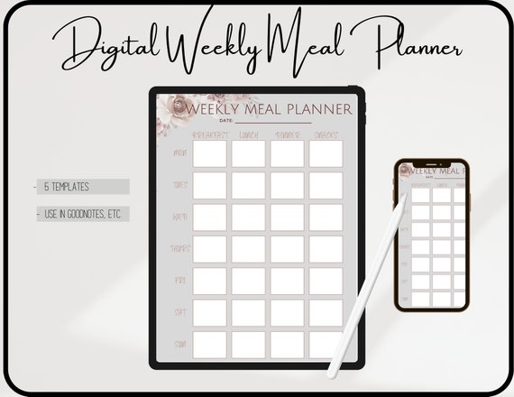 Digital Weekly Meal Planner - Etsy